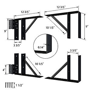 JUBEST Heavy Duty Gate Corner Brace Bracket, Anti Sag Gate Kit Adjustable Gate Hardware for Wooden Fence, Driveway, Corral Gates, Wood Windows(Door Not Include)