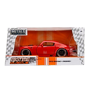 1972 Pontiac Firebird Red with Black Hood Stripe Bigtime Muscle Series 1/24 Diecast Model Car by Jada 99582
