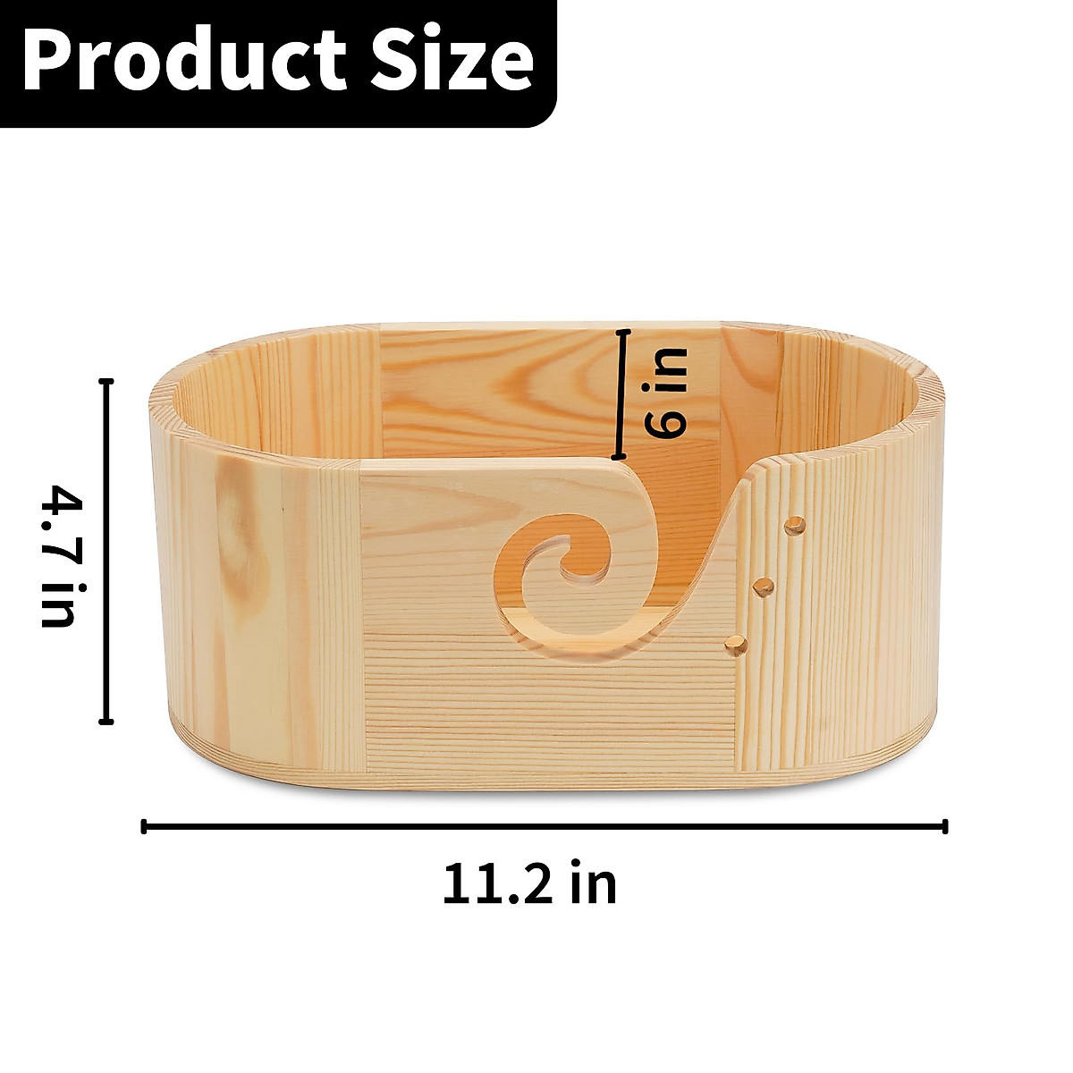 MTJYQYF Wooden Knitting Bowl Yarn Bowl - Crochet Bowls for Yarn, Handmade Yarn Holder Bowl for Crocheting and Knitting Gift for Mom Wife Girlfriend & Knitting Lovers - 11x6.1x4.7 in