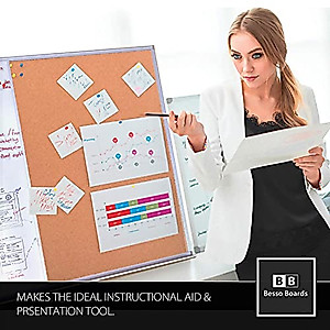 Vision Board 2023: Large 36" x 48" White Board and Cork Board Combo, Magnetic Half Bulletin Corkboard Combination for Office Wall | Memo Board for Notes, Dry Erase Whiteboard | Markers, Eraser, Pins