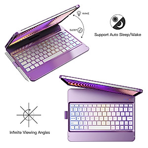GGH Keyboard Case for iPad Pro 11 inch (4th/3rd/2nd/1st Gen),iPad Air 5th/4th Generation Case with Keyboard 10.9 inch,10 Color Backlight Bluetooth Keyboard with Pencil Holder,360° Rotatable Screen