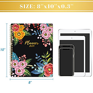 2024 Planner - Planner 2024 Weekly and Monthly, Jan. 2024 - Dec. 2024, 2024 Planner 8" x 10", 2024 Calendar Monthly Planner with Premium Thick Paper, Twin-Wire Binding, 12 Printed Tabs, Large Blocks,