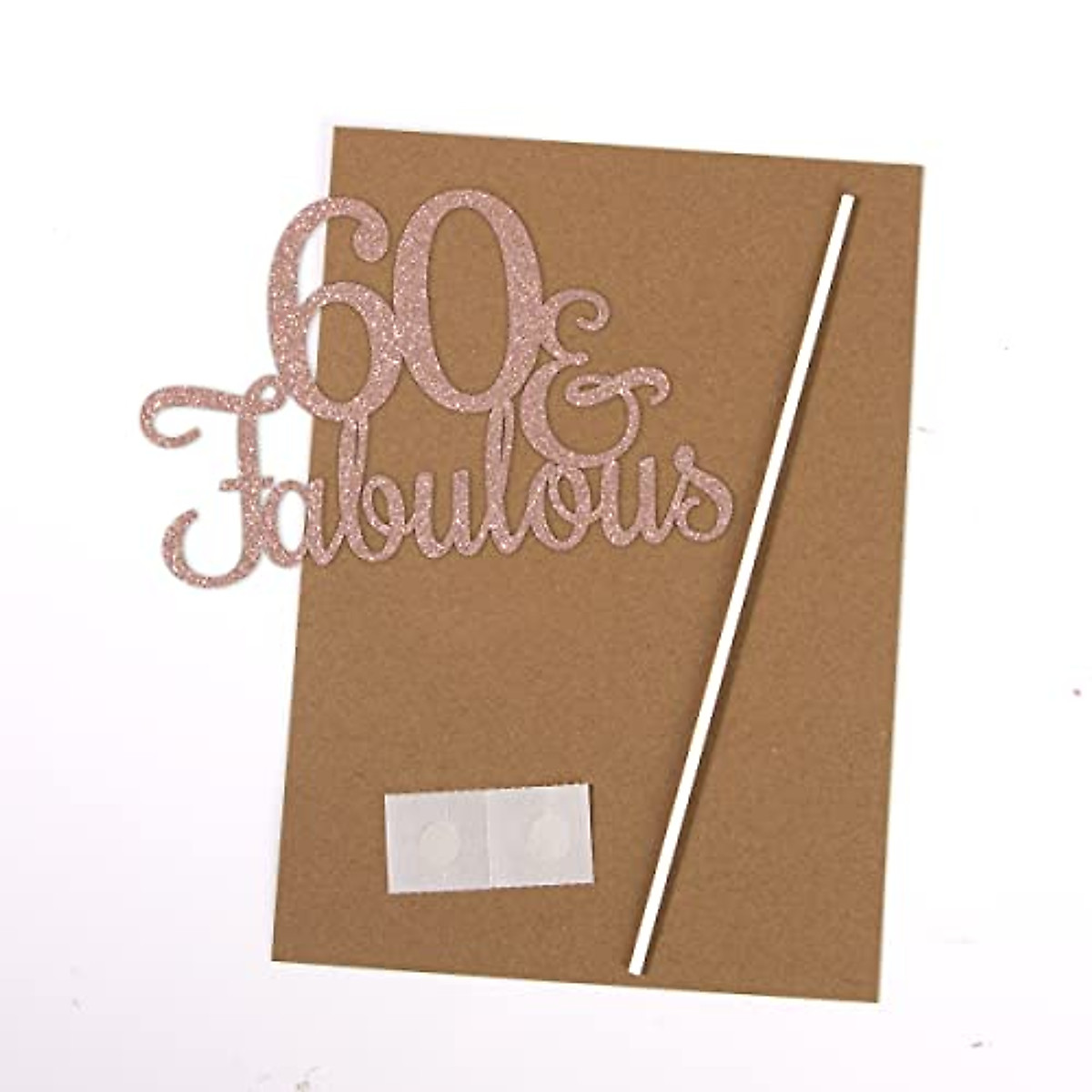 Gexolenu 60 and Fabulous, 1 PCS Rose Gold Glitter Double-sided Happy Fabulous 60th Cake Topper, Fabulous 60 Birthday Party Supplies, Fabulous 60 Decorations for Cake, Fabulous 60 Party Decorations