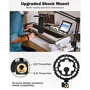 Boseen Shock Mount Compatible With Blue Yeti, Blue Yeti Pro and Blue Snowball Microphones, Eliminates Noises and Vibration Black/Champagne