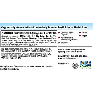 Earth's Best Organic Stage 3 Baby Food, Spring Vegetables and Pasta, 6 oz. Jar