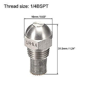 uxcell Mist Nozzle - 1/4BSPT 0.4mm Orifice Dia 304 Stainless Steel Fine Atomizing Spray Tip