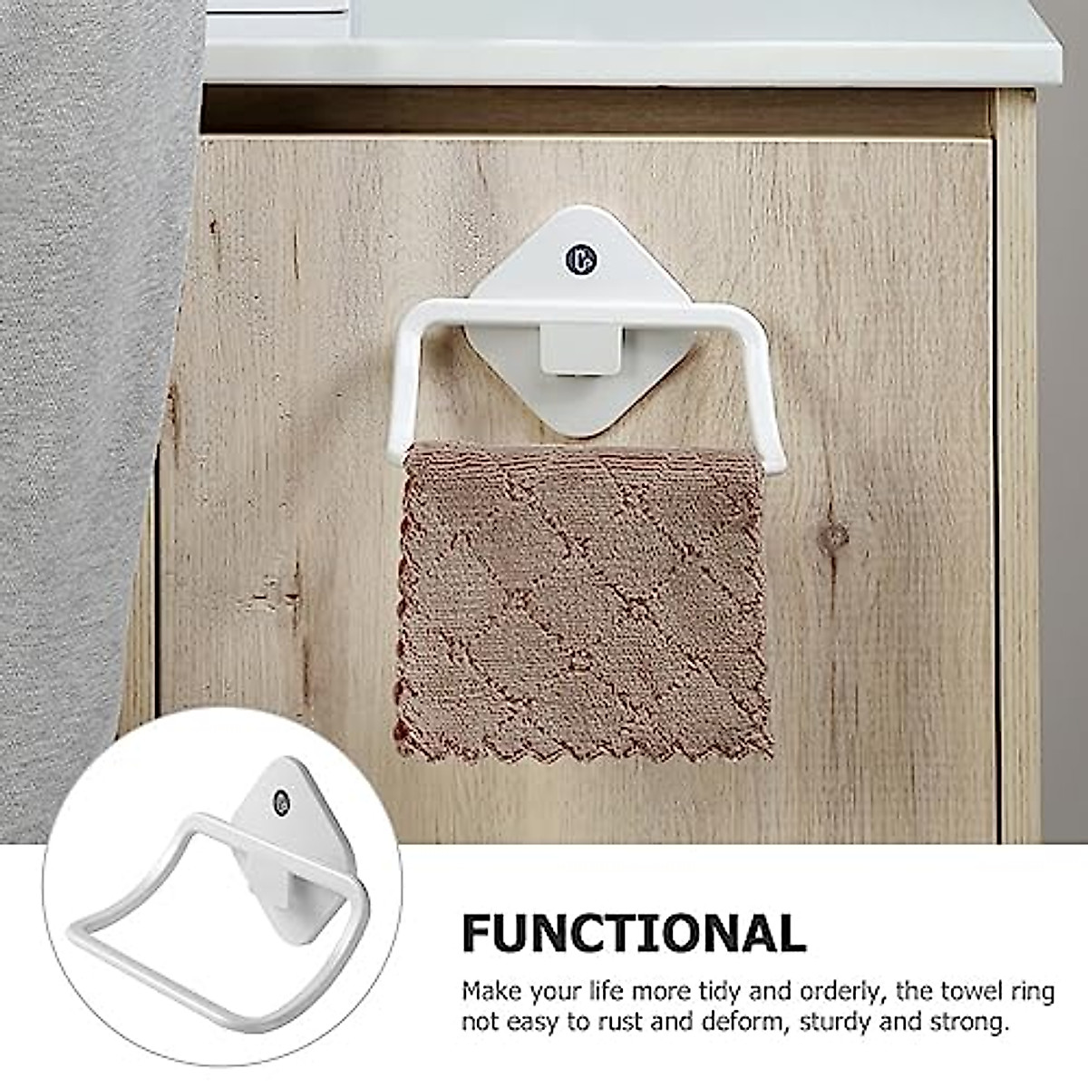 White Towels Bathroom Towel Ring Towel Rack Wall Mounted Hand Towels Holder Towel Hanger Hand Towel Rod for Bathroom Organizer Kitchen Storage Plastic Organizers