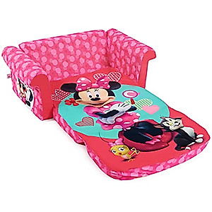Marshmallow Furniture, Children's 2-in-1 Flip Open Foam Compressed Sofa, Disney's Minnie Mouse