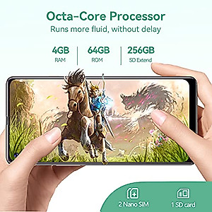 CUBOT Smartphones Unlocked with 6.95" Large Screen, 48MP Triple Camera, 5000 mAh Battery, 4GB/64GB (256GB Extension), 4G Dual SIM, NFC, Face ID (Black)