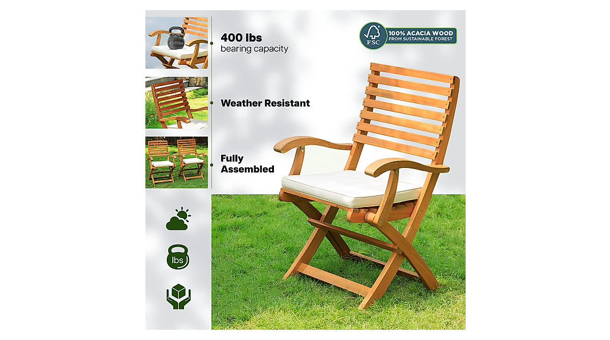 Idzo Heavy Duty Patio Bistro Set with Acacia Wood | Eco-Friendly ...