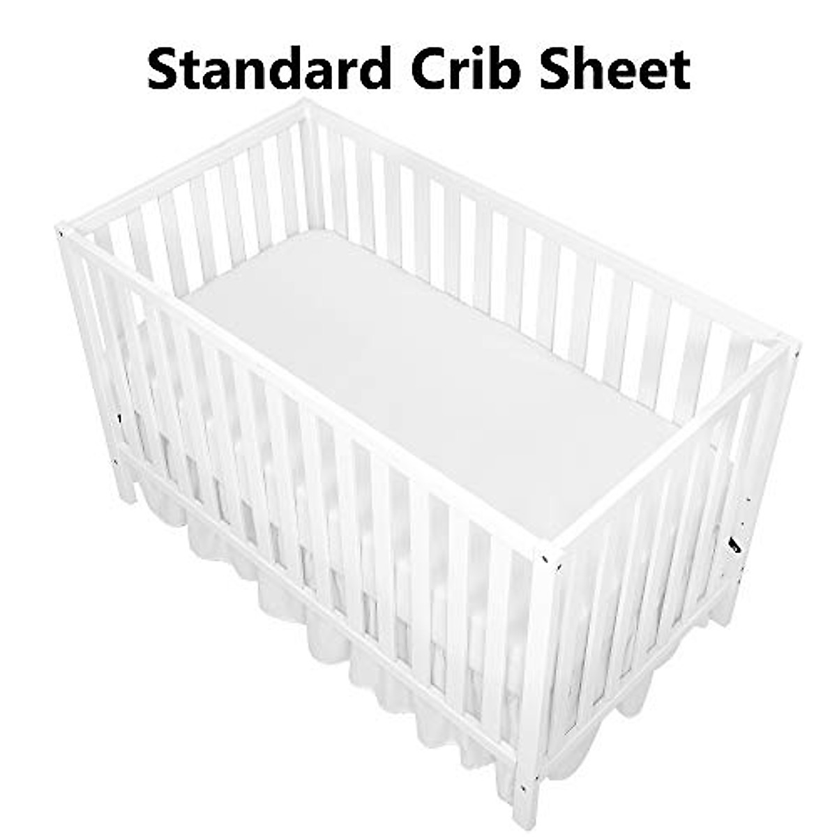 TILLYOU Flannel Cotton Fitted Crib Sheets for Baby Boys Girls, Thermal Warm and Plush Toddler Bed Sheets for All Seasons, Deep Pocket Fits Up to 8” Mattress 28x52, Set of 2, Gray & White