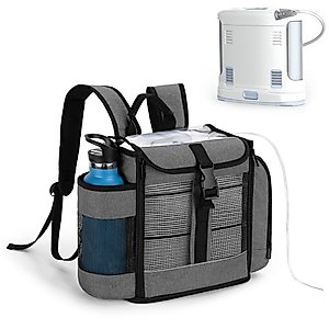 CURMIO Portable Oxygen Concentrator Backpack Compatible with Inogen One, Oxygo, Caire Units, SimplyGo Mini, POC Travel Bag for Machine and Accessories, Gray (Bag Only, Patent Design)
