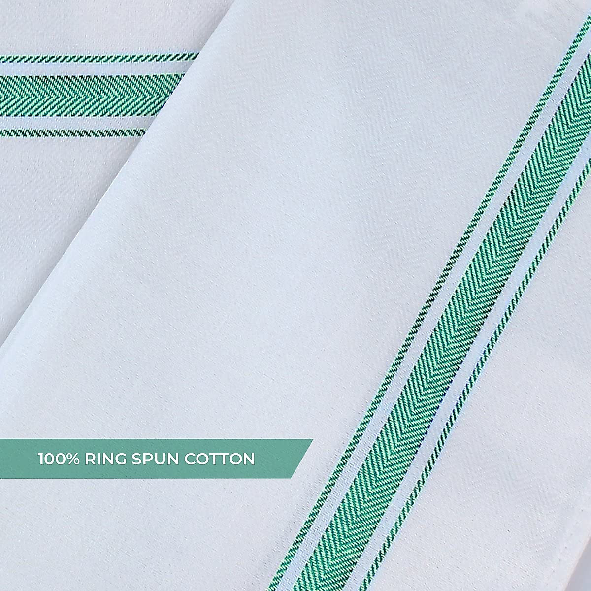 Avalon Dish Towels Set (Value Pack of 15) Size 15x25 Inch, 100% Cotton Soft & Absorbent Linen Kitchen Towels, Tea Towels, Reusable Cleaning Cloths for Household Cleaning (Green)