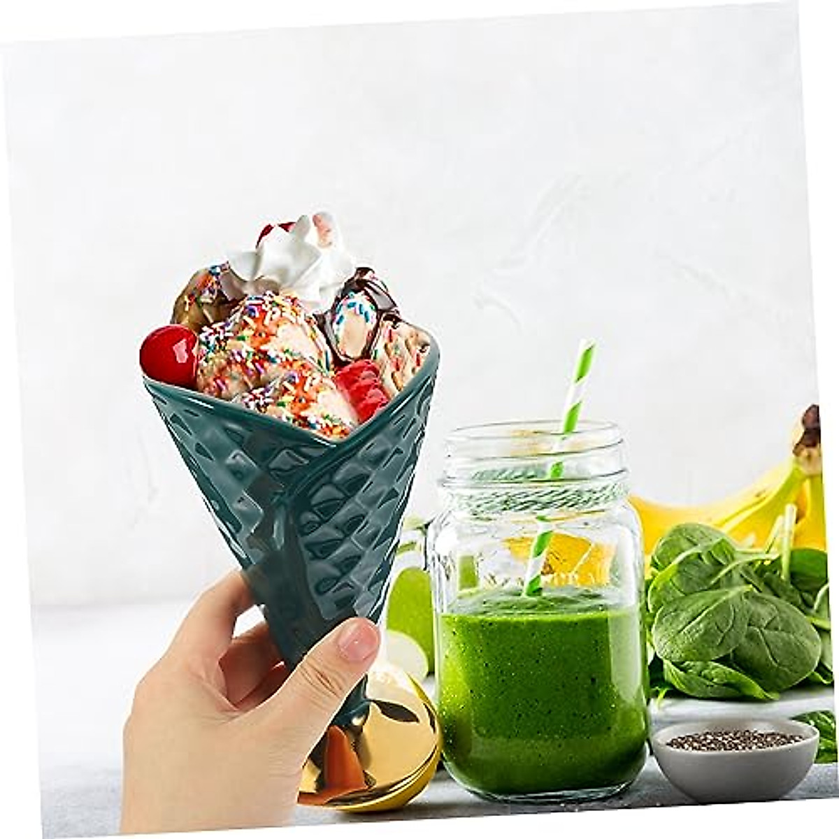 NOLITOY 1Pc tall ice cream cup pink suit mini waffle clear glass mugs ice cream cups ceramic trifle bowl goblet dessert cups ceramic Drinks Cup Coffee Cup Beverage Cup ceramics appetizer