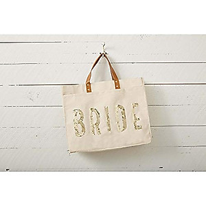 Mud Pie Women's Bride Tote Bag, Tan, 14 1/4" x 18"