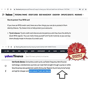 10x RFID Blocking Credit Card"DuPont TYVEK" Sleeves for wallet or purse. Protect your debit cards, credit cards and IDs from identity theft skiming.