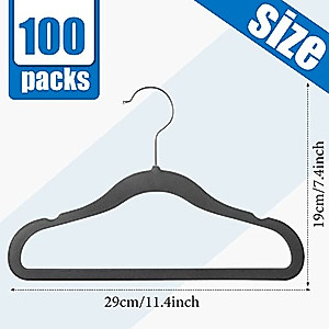Sawysine 100 Pcs Baby Hangers for Closet Kids Clothes Hangers Children Velvet Non Slip Hangers Space Saving Infant Hangers Nursery Newborn Toddler Hangers for Boys Girls, 11.42x7.48 Inch