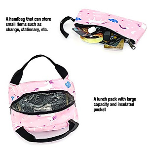 Junlion Dream Unicorn School Bag Kids 3-in-1 Bookbag Set, Laptop Backpack Lunch Bag Pencil Case Gift for Teen Girls Womens (Pink)