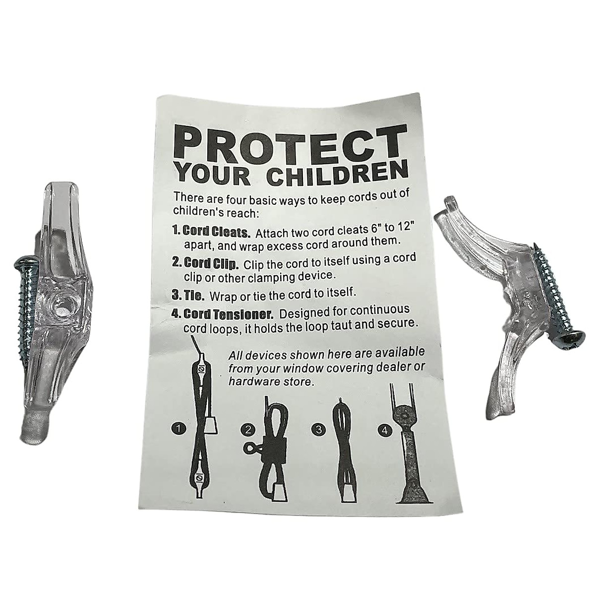 Amazing Drapery Hardware Child Safety Cord Cleat Safety Kit - Clear