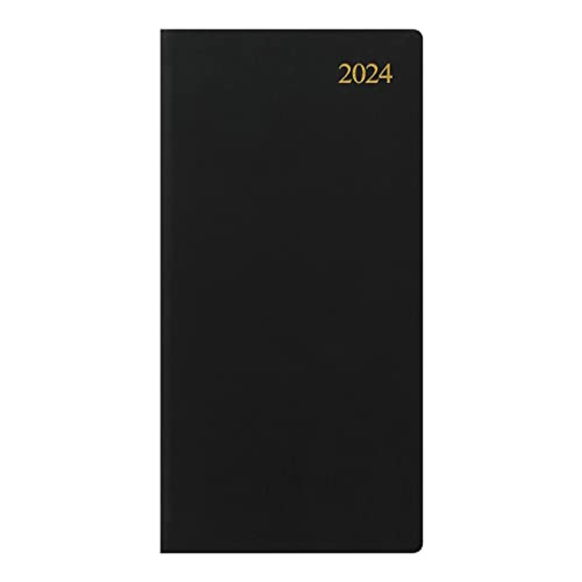 Letts of London Signature Weekly/Monthly Planner, 12 Months, January to December, 2024, Bonded Leather, Slim Size, 6.625" x 3.25", Black (C38SUBK-24)