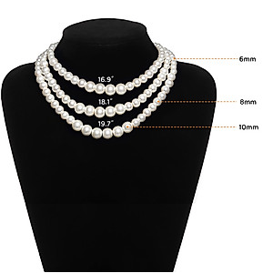 BABEYOND Round Imitation Pearl Necklace Vintage Multi Strands Choker Necklace 20s Flapper Necklace for Party (Style2)