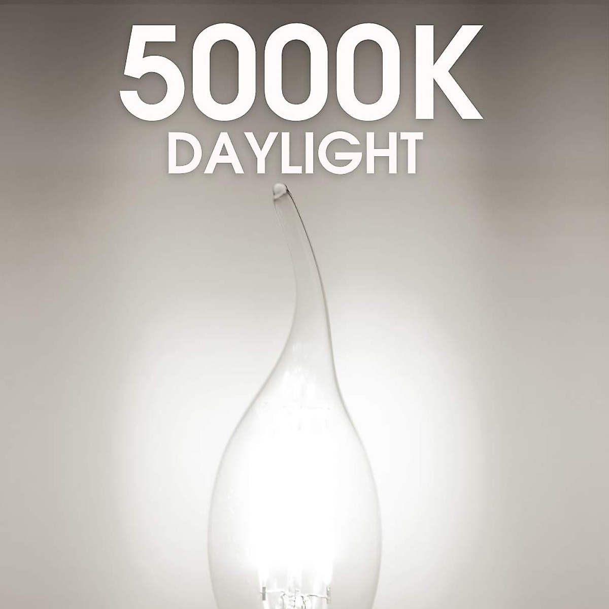 Energetic 12 Pack 60 Watt Dimmable LED Chandelier Light Bulb, 500lm, 5000K Daylight CA11 Filament LED Candle Light Bulb, E12 Base, CRI 90+, UL Listed