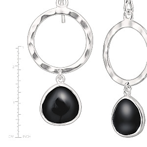 Silpada &#039;Dark Halo&#039; Natural Black Agate Drop Earrings in Sterling Silver