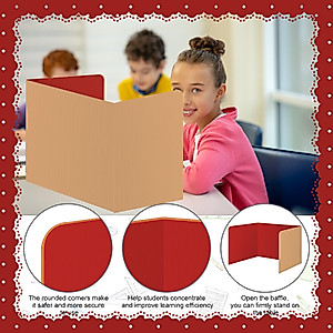 12 Pcs Privacy Folders for Students Red Desk Dividers Classroom Test Dividers Desks Privacy Panel Partitions Trifold Desk Dividers for School