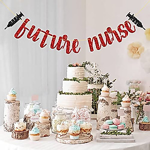 MonMon & Craft Future Nurse Banner/Nursing Graduate Party Decor/Nurse Graduation Activities/Medical School Graduation Party Decorations Red Glitter