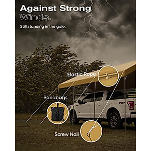 FINFREE 10x20 ft Heavy Duty Carports Car Canopy, Garage Shelter for Outdoor Party, Birthday, Garden, Boat, Adjustable Height from 9.5 ft to 11 ft,Beige