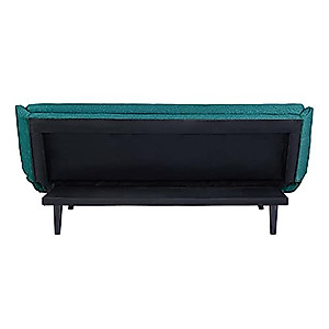 Modway Glance Mid-Century Modern Upholstered Fabric Convertible Futon Sofa Bed Couch In Teal