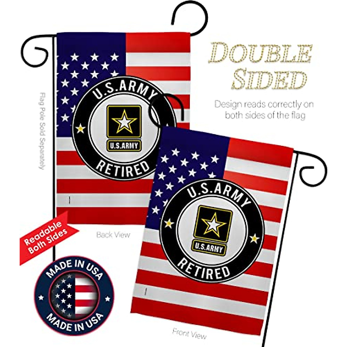 US MILITARY United State Army Garden Flag Armed Forces Rangers American Military Veteran Retire House Decoration Banner Small Yard Gift Double-Sided, Made in USA