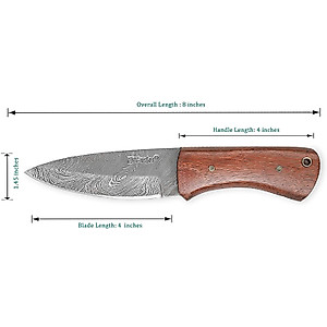 Perkin Hunting knife with Sheath Damascus Steel full tang BT11