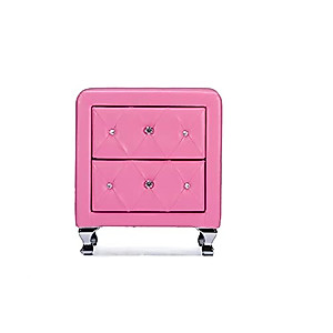 Baxton Studio Stella Crystal Tufted Pink Leather Modern Nightstand