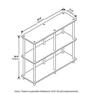 Furinno Turn-N-Tube 3-Tier Double Size Storage Display Rack, Espresso/Black & Turn-N-Tube 4-Tier Multipurpose Shelf Display Rack, Square Tube, Espresso/Black, Plastic Pole 2 x 2