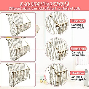 Stuffed Animal Storage Stuffed Animal Hammock Macrame Toy Hammock with LED Light for Neatly Store Animals and Plush Toys in Room for Hanging Stuff Animals for Nursery Play Room Bedroom (White)