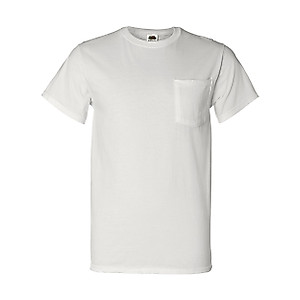 Fruit of the Loom 5 oz., 100% Heavy Cotton HD Pocket T-Shirt (3931P)- WHITE,2XL