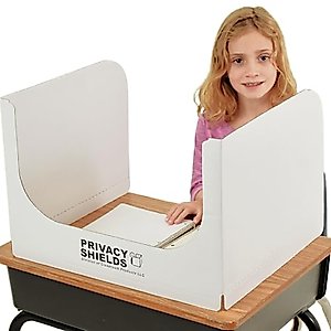 Window Shield - 30% More Student Workspace and 100% Thicker Than Most Brightly Colored "Pretty" Foreign-Made Privacy Shields (40-Pack) - Open Front Window - White - 13" (H) x 20" (W) x 17" (D)