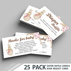 JCVUK Set of 25 Baby Shower Invitations with Envelopes, Diaper Raffle Tickets and Baby Shower Book Request Cards,Boho Bunny Theme Babyshower Party For Boys or Girls(YQKTZ-B04)