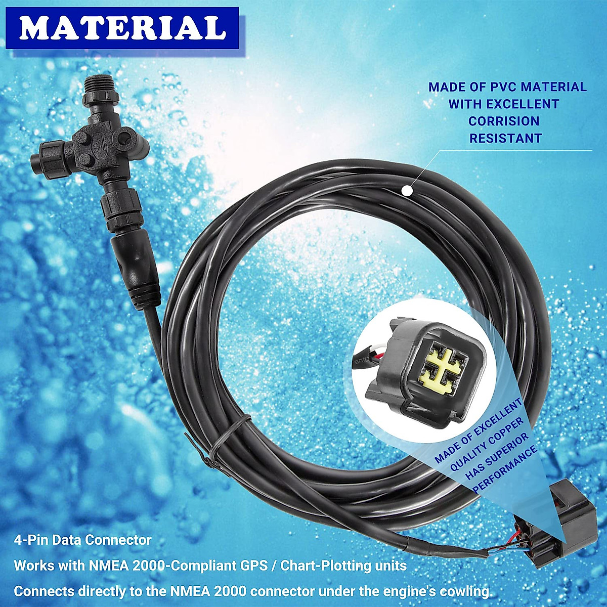 Replace for Yamaha Engine Interface Cable 000-0120-37, 3004.6865 NMEA 2000 Cable Connector and T Connector for Yamaha Outboard 2006-2023（4.5m/15ft）