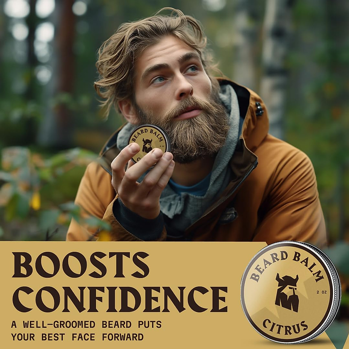 Striking Viking Beard Balm for Men - Citrus Scented Beard Styling Balm (2 oz) - Made With Argan & Jojoba Beard Oils - Style, Strengthen & Soften Beards - Leave In Beard Cream for Men