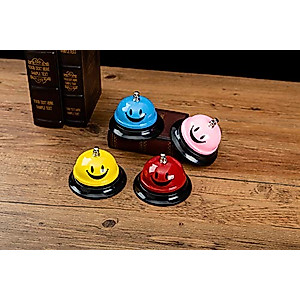 ASIAN HOME Call Bell, 3.35 Inch Diameter, Metal Bell, Blue Smiley Face, Desk Bell Service Bell for Hotels, Schools, Restaurants, Reception Areas, Hospitals, Customer Service, Blue (1 Bell)