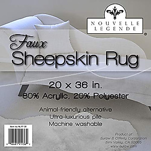 Nouvelle Legende Faux Fur Sheepskin Rug Soft and Stylish Luxury Single (20 in. X 36 in.) - White