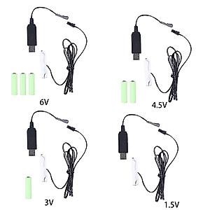 TINGLI USB Power Supply Cable for AA Battery,Replace 3AA 4.5V Battery,Reusable Batteries for Clocks, Toys, Holiday Lights, Fans, LEDs(Separable) Black