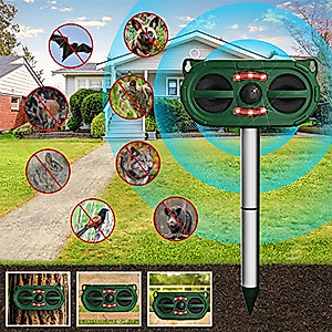 Umila Ultrasonic Solar Animal Repeller, 2022 Upgrade Cat Repellent Outdoor, Squirrel, Deer, Raccoon, Skunk, Rabbit, Dog, Cat, Waterproof with Alarm and LED Flashing Light