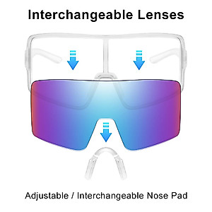ZHA ZHA Oversize Sports Sunglasses, 100% UV Protection Riding Baseball Cycling Glasses with 4 Lenses for Men Women