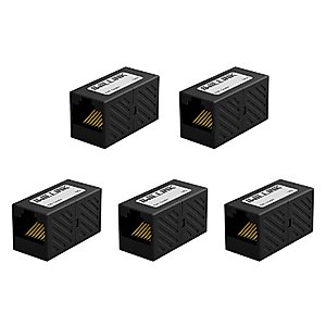 iwillink RJ45 Coupler Ethernet Connector, Female to Female RJ45 Connector for Cat7 Cat6 Cat5e Cat5 Ethernet Cable, Extender Adapter, 5 Pack, Black