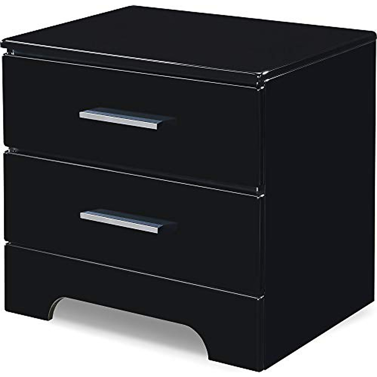 ClickDecor Hudson End Side Nightstand with 2 Drawers, Wooden Accent Table for Bedroom with Matte Chrome Handle, Black
