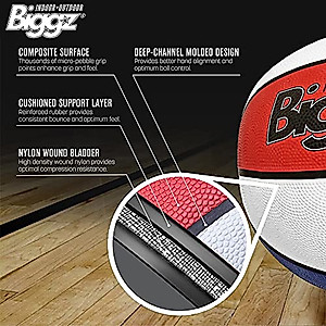 Biggz (Pack of 12 Official Size 7 Premium Rubber Basketballs - Red/White/Blue Bulk Wholesale