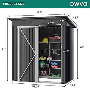 DWVO Outdoor Storage Shed 5x3FT, Heavy Duty Metal Tool Sheds Storage House with Single Lockable Door & Air Vent for Garden, Patio, Lawn to Store Bikes, Trash Bins, Tools, Lawnmowers,Dark Gray